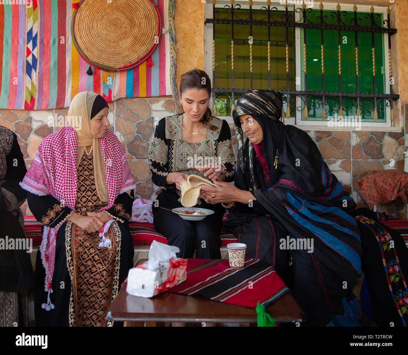Al Balqa, Jordan. 02nd Apr, 2019. Queen Rania during a visit to Wadi ...
