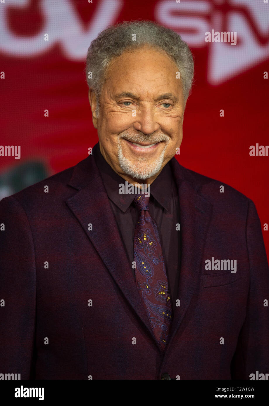 Tom Jones attends The Voice UK Final 2019 photocall at Elstree Studios ...
