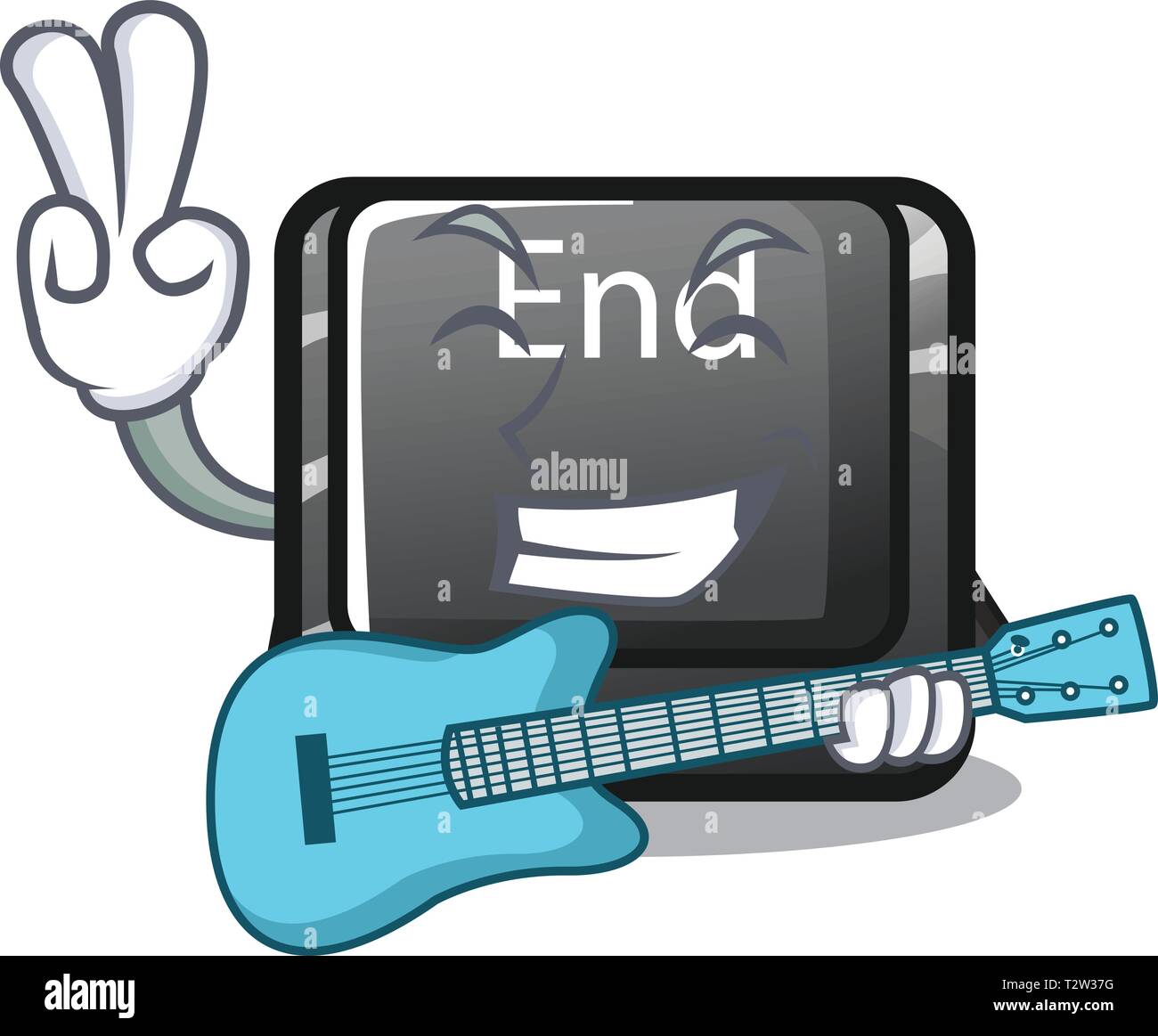 With guitar button end isolated in the cartoon vector illustration ...
