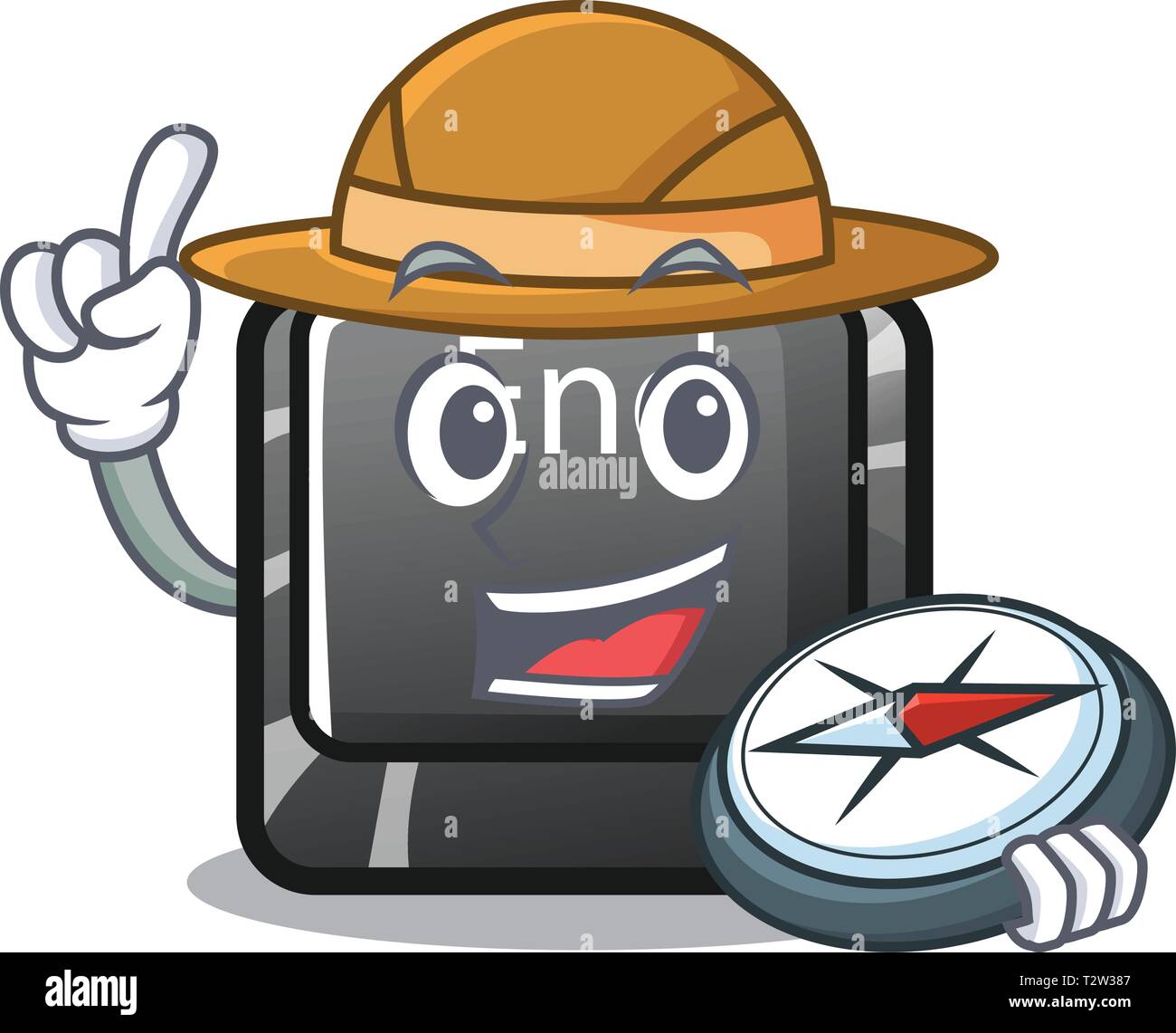 Explorer button end isolated in the cartoon vector illustration Stock ...