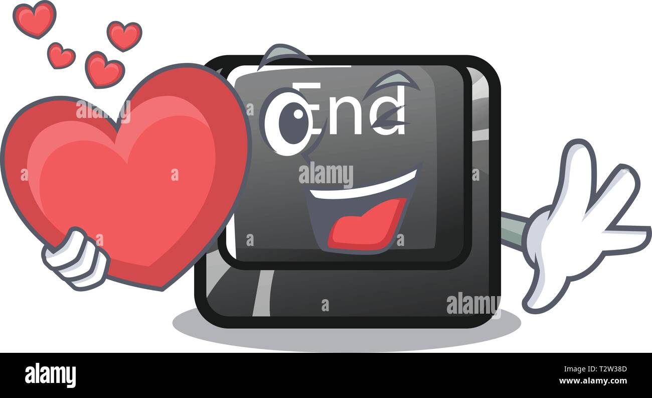 With heart button end isolated in the cartoon vector illustration Stock ...