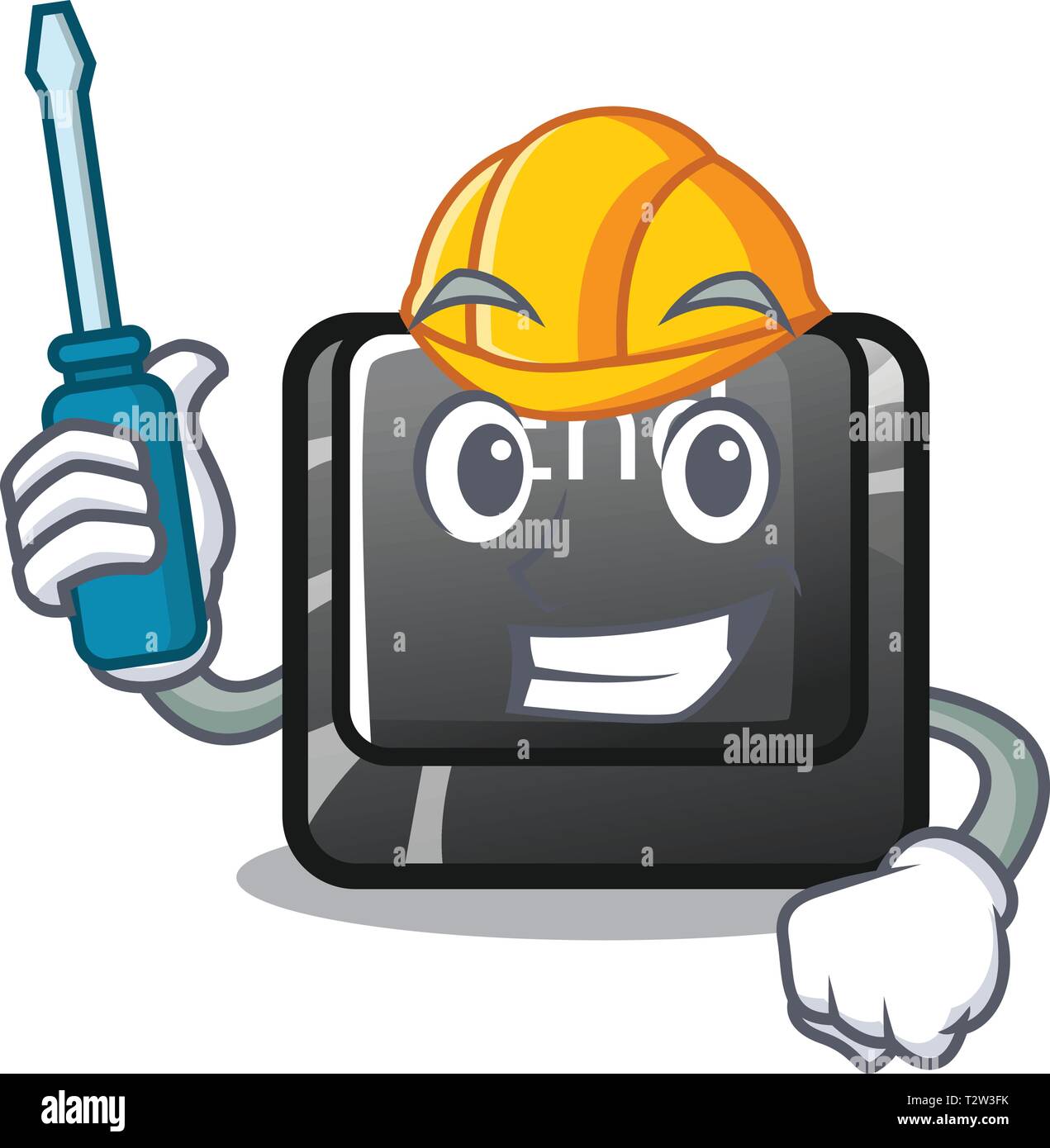 Automotive end button located on cartoon keyboard vector illustration ...