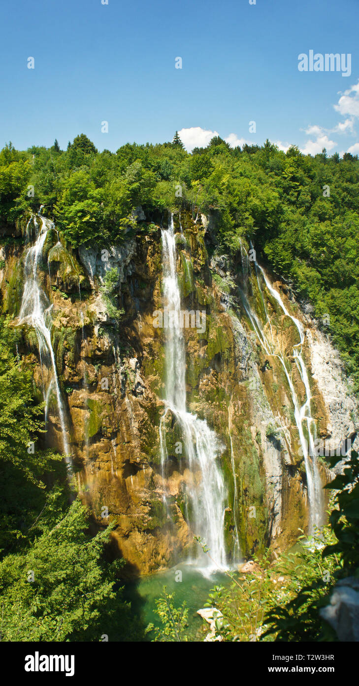 View of the big waterfall in plitvice lakes national park hi-res stock ...