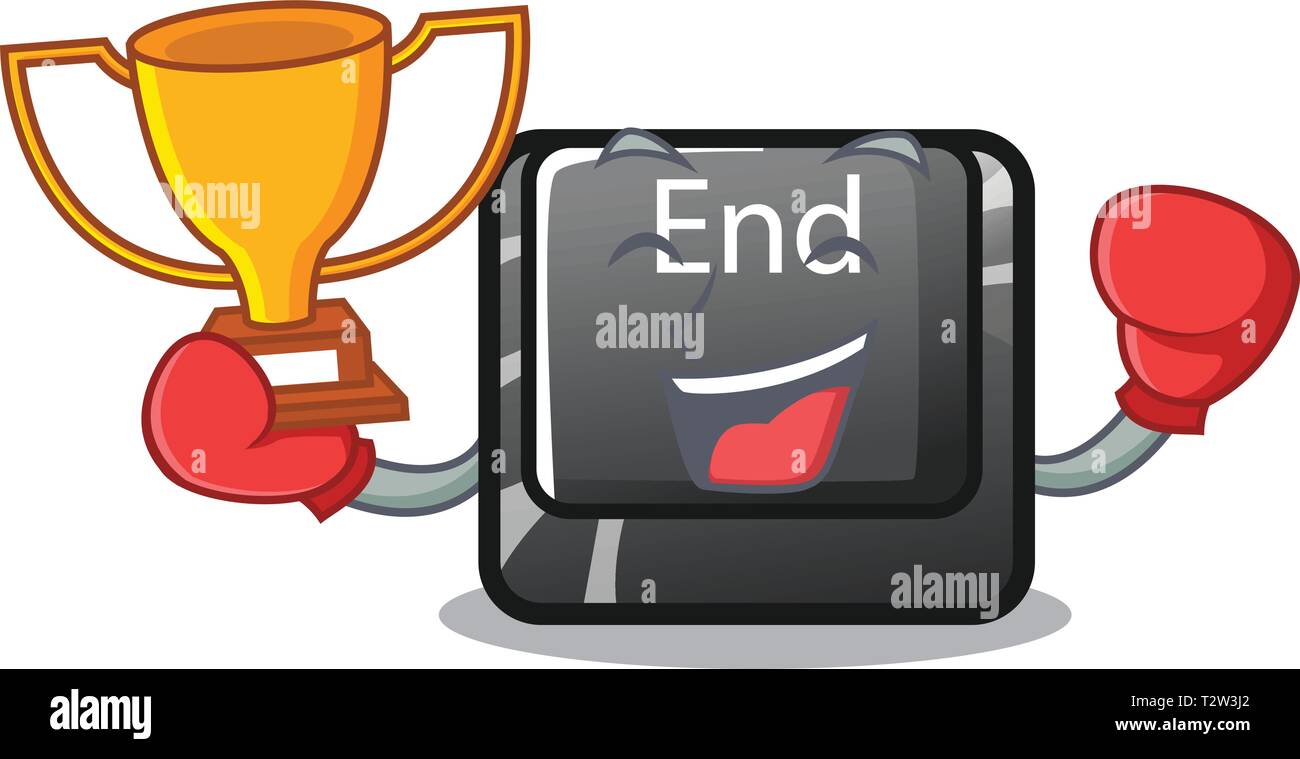 Boxing winner end button located on cartoon keyboard vector ...