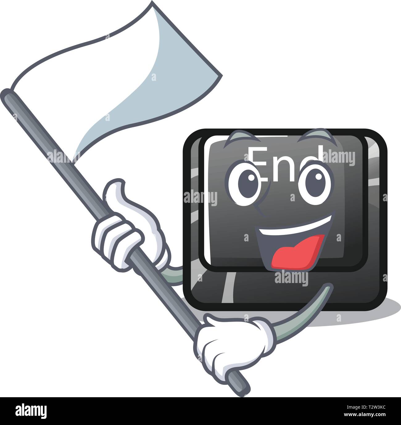 With flag end button located on cartoon keyboard vector illustration ...