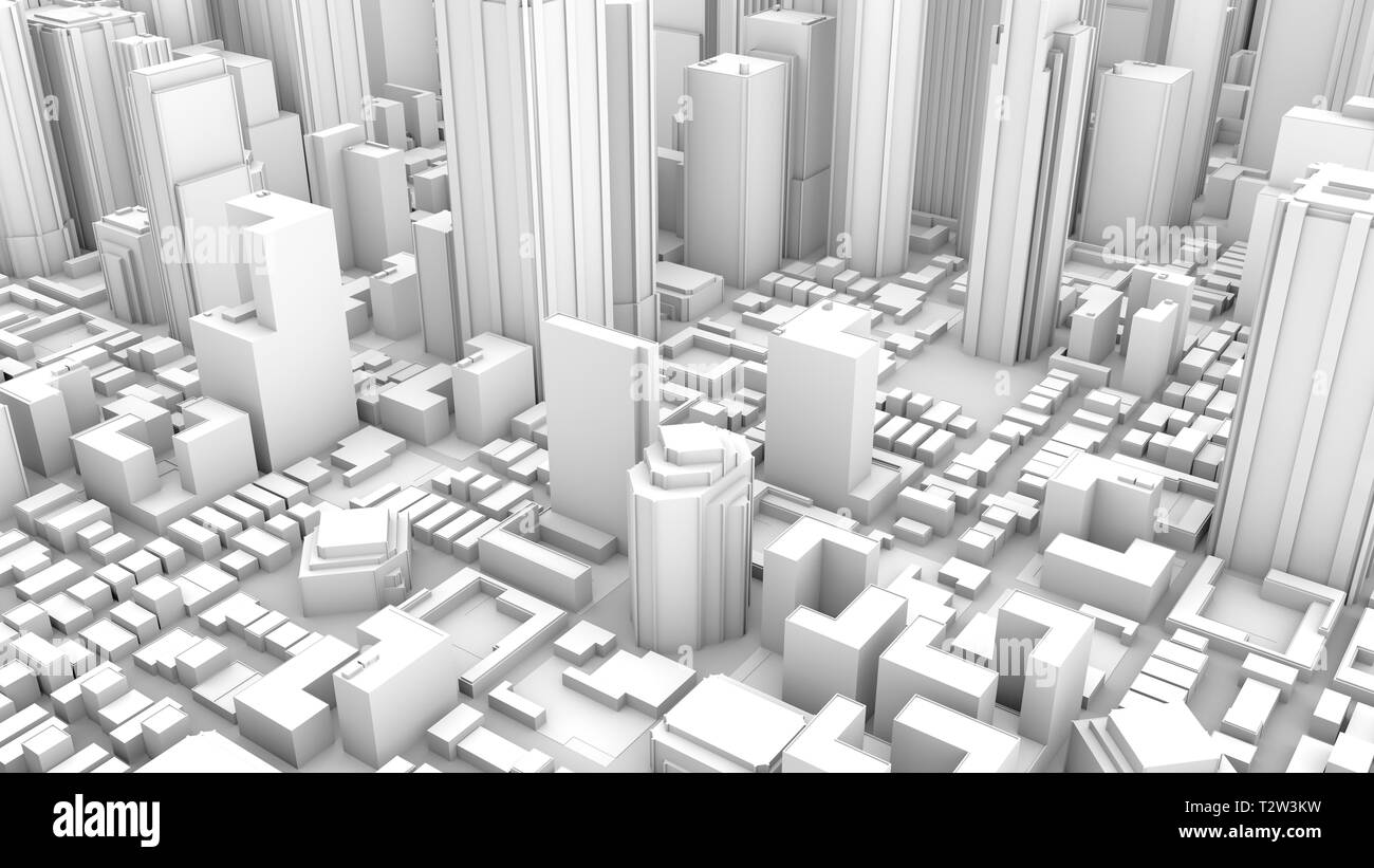 3d rendering white city illustration Stock Photo - Alamy