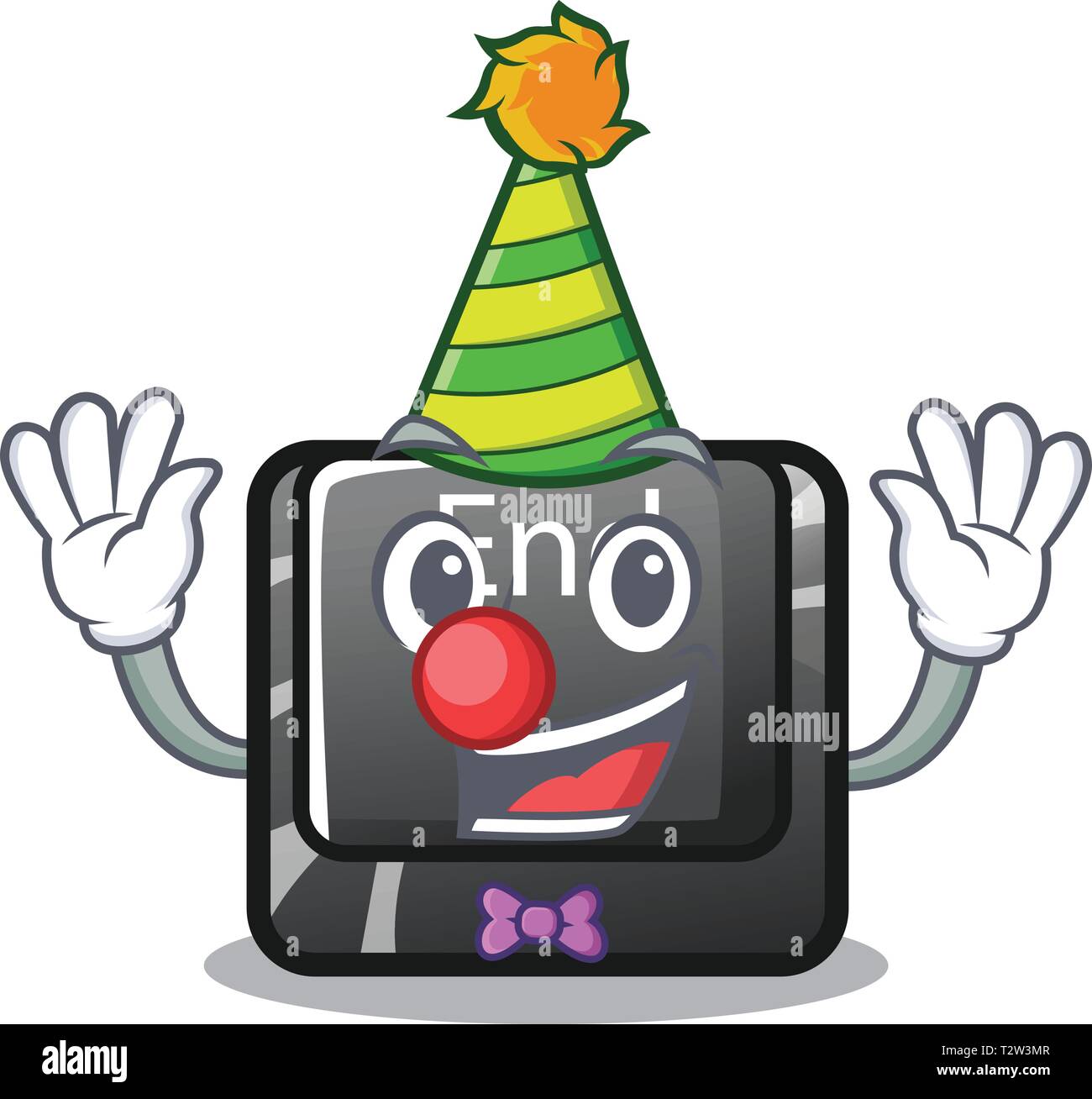 Clown end button located on cartoon keyboard vector illustration Stock ...