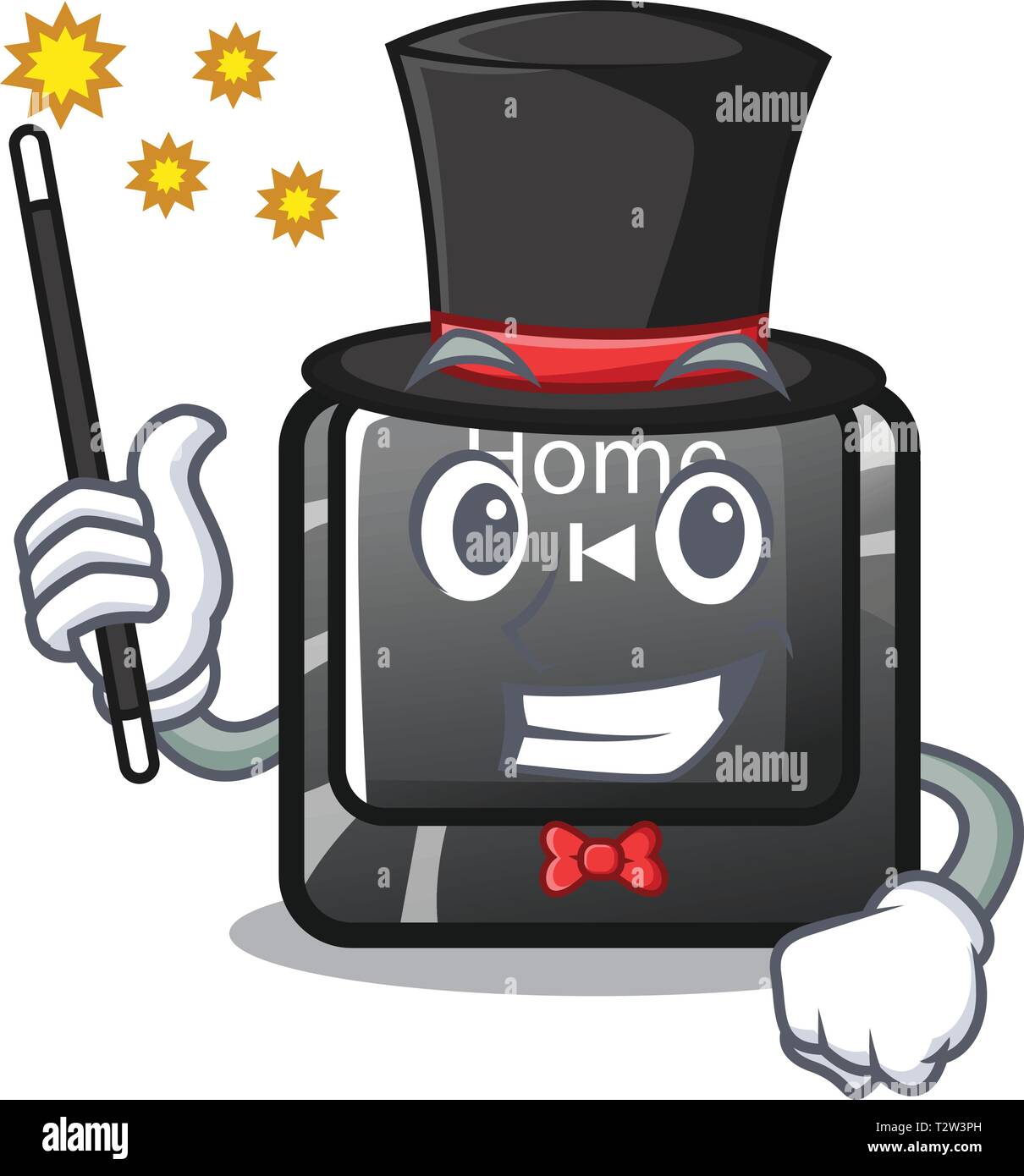 Magician button home in the cartoon shape vector illustration Stock ...