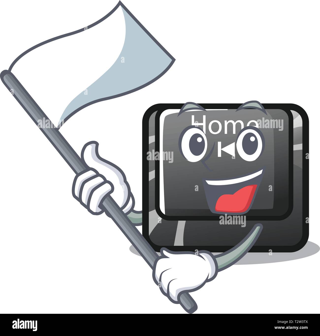 With flag button home in the cartoon shape vector illustration Stock ...