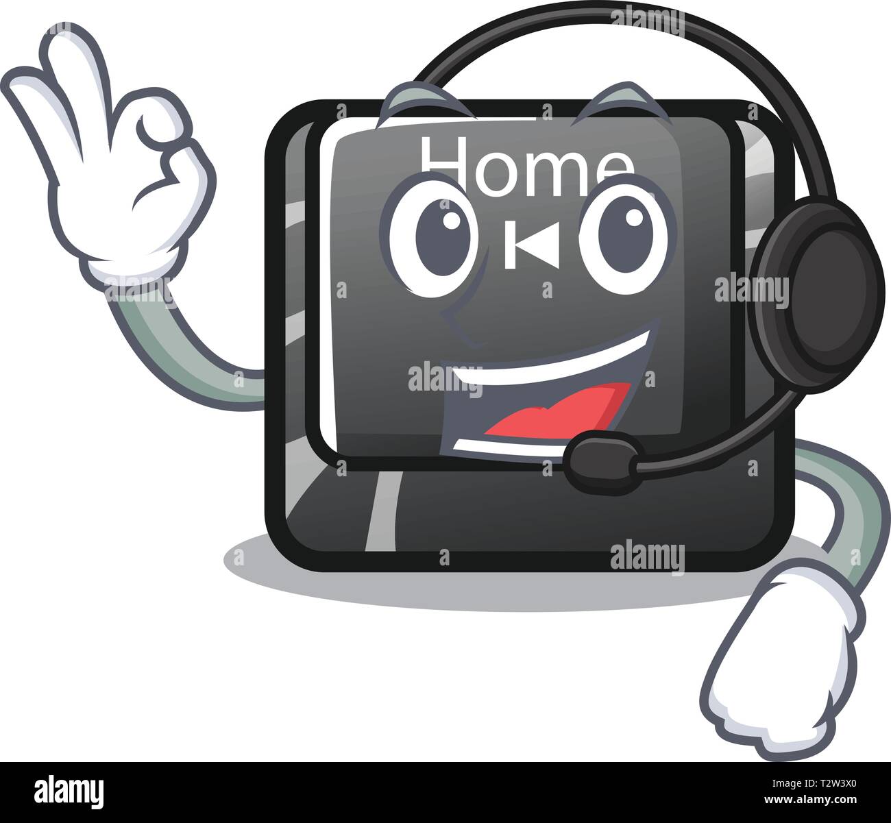 With headphone button home in the cartoon shape vector illustration ...