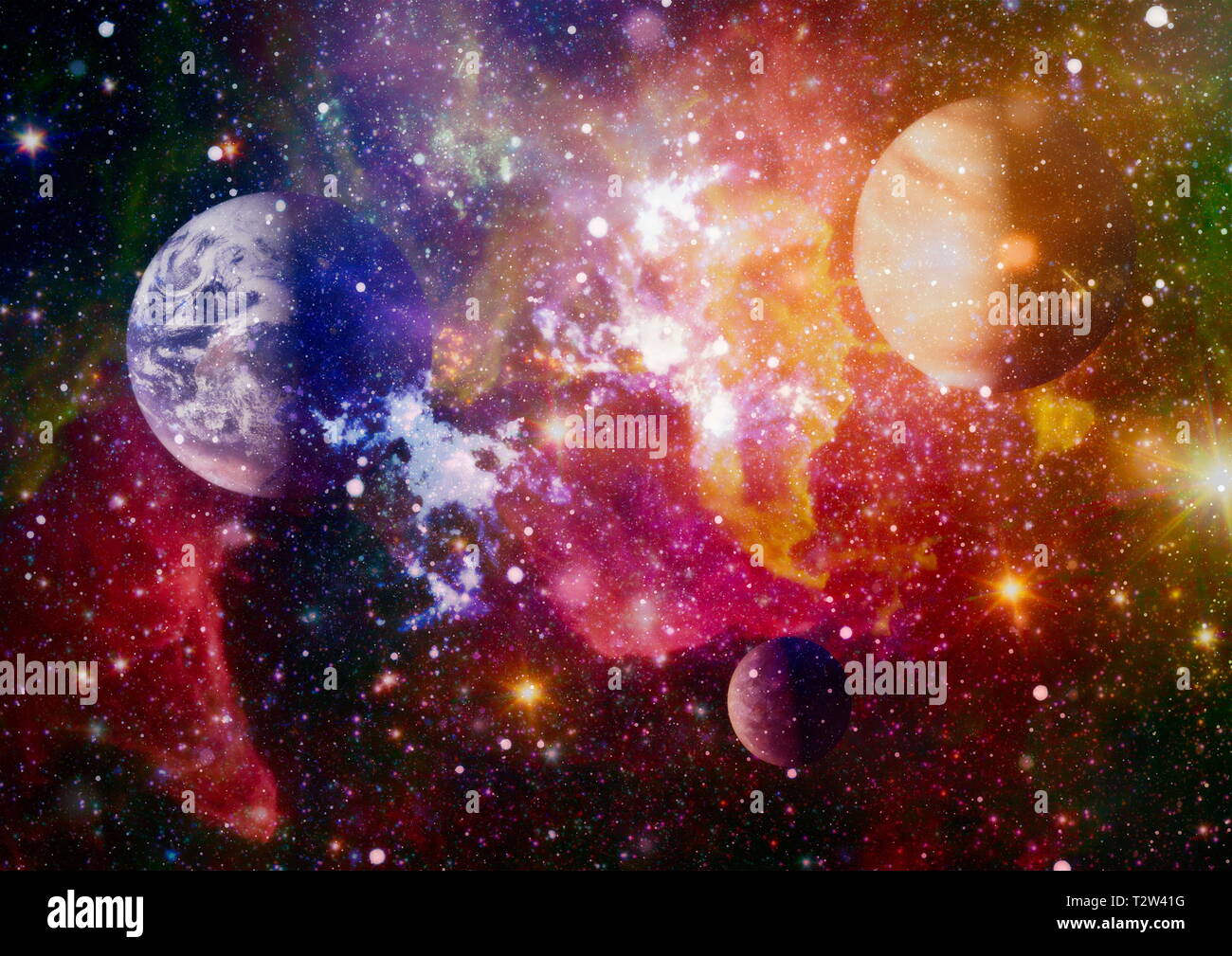 Cosmic clouds of mist on bright colorful backgrounds. Elements of this ...