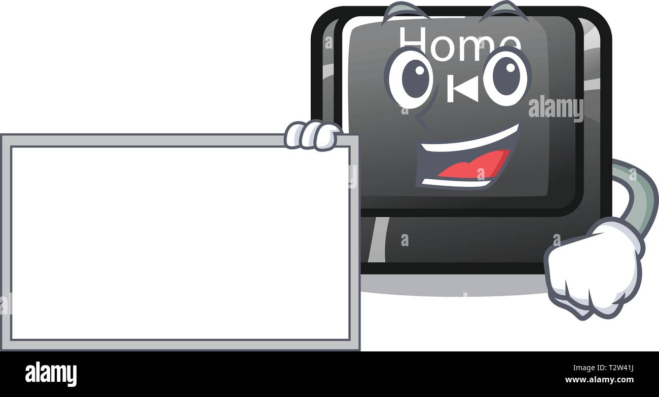 With board home button located on character keyboard vector ...