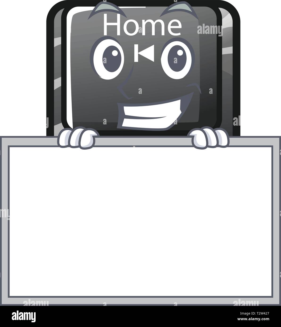 Grinning with board home button located on character keyboard vector ...