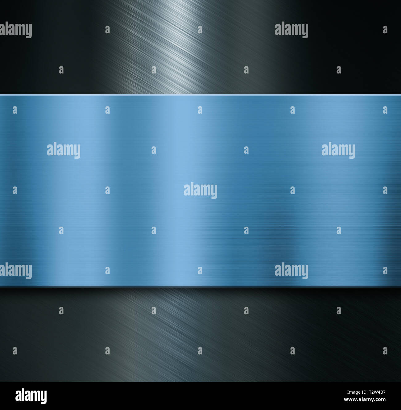 Metal background with brushed blue plate Stock Photo - Alamy