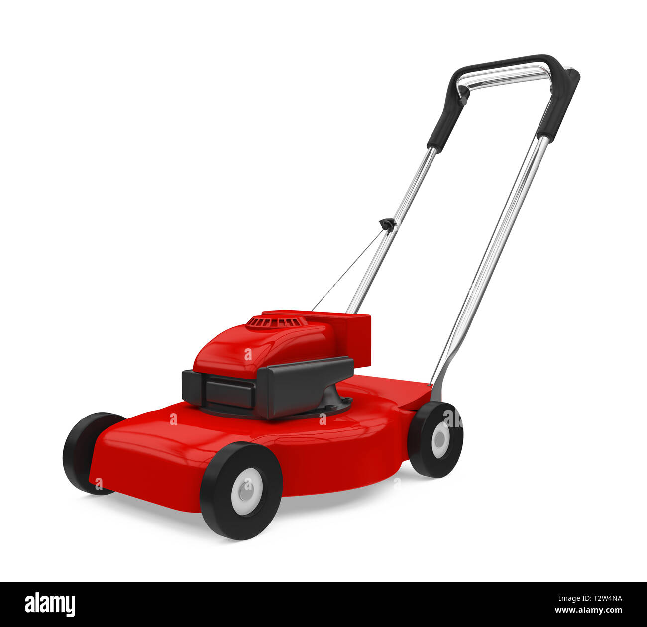 Red Lawn Mower Isolated Stock Photo - Alamy