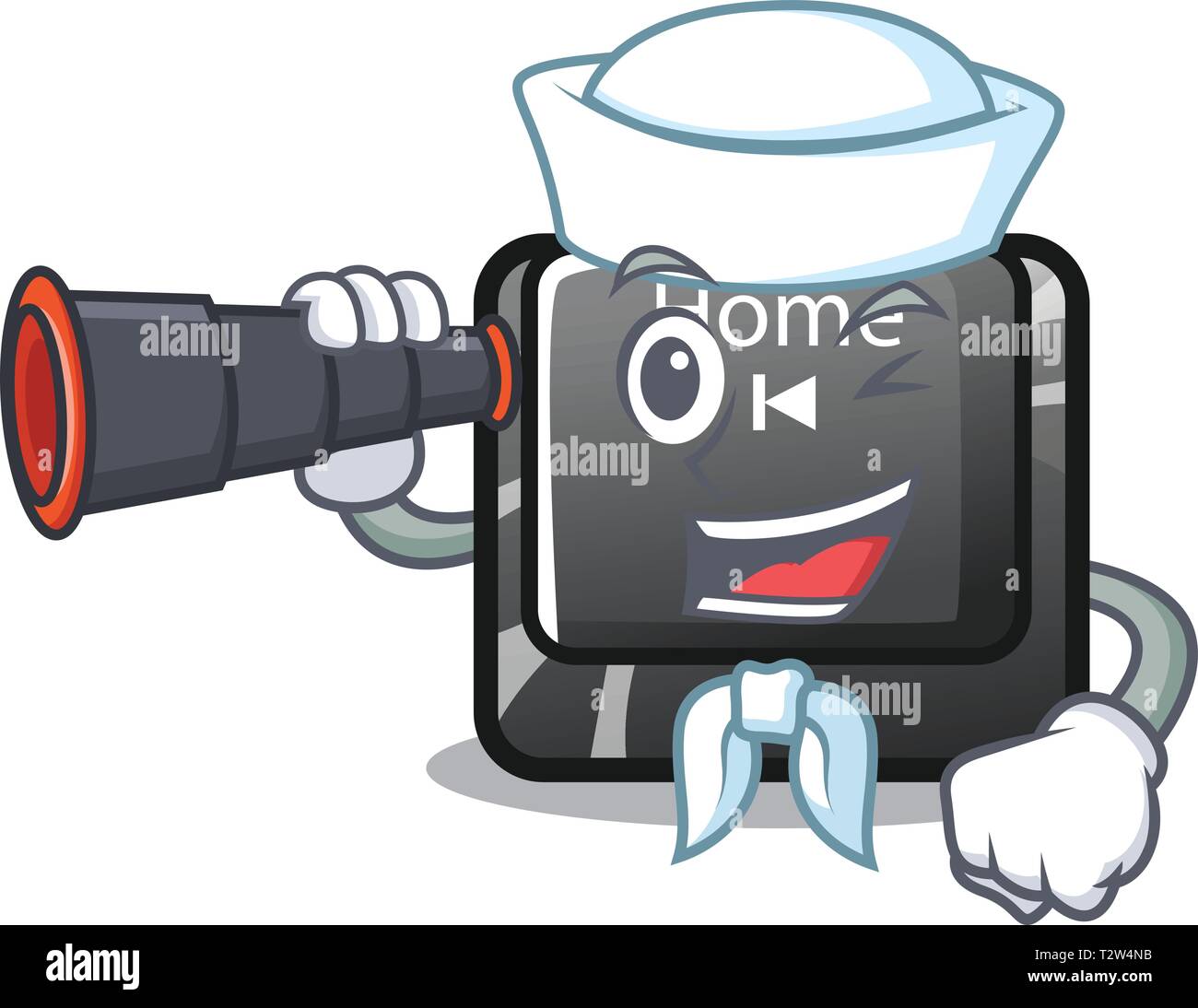 Sailor With Binocular Mascot Toy Home Button Attached Computer Vector