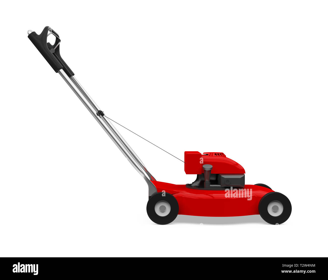 Red Lawn Mower Isolated Stock Photo - Alamy