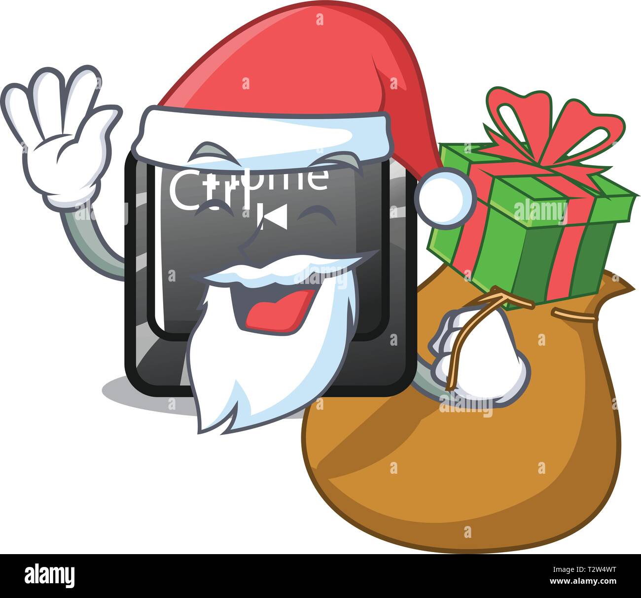Santa with gift button home in the cartoon shape vector illustration ...