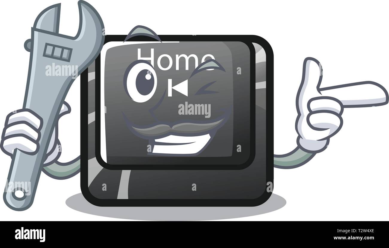 Mechanic button home in the cartoon shape vector illustration Stock ...