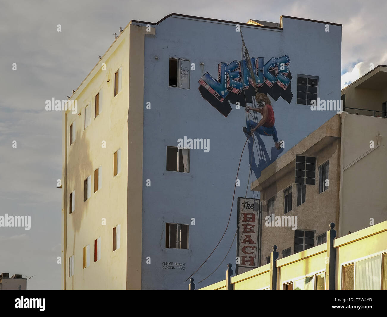 LOS ANGELES, CALIFORNIA, USA - AUGUST 25, 2015: close up of a big mural ...