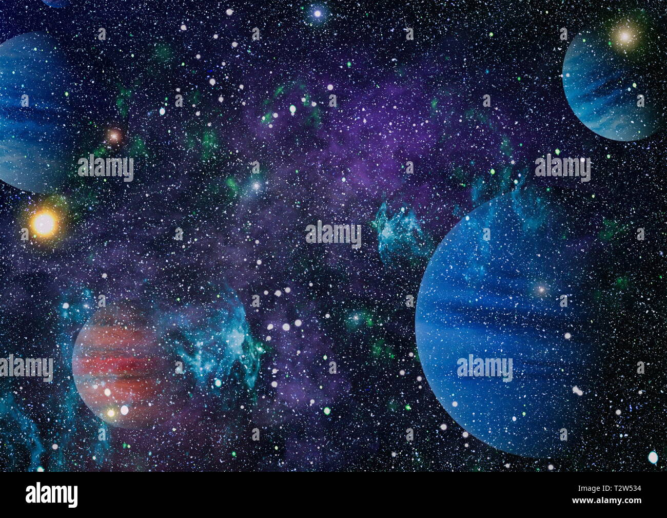 planets, stars and galaxies in outer space showing the beauty of space ...