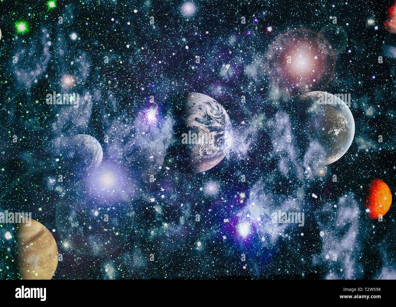 planets, stars and galaxies in outer space showing the beauty of space ...