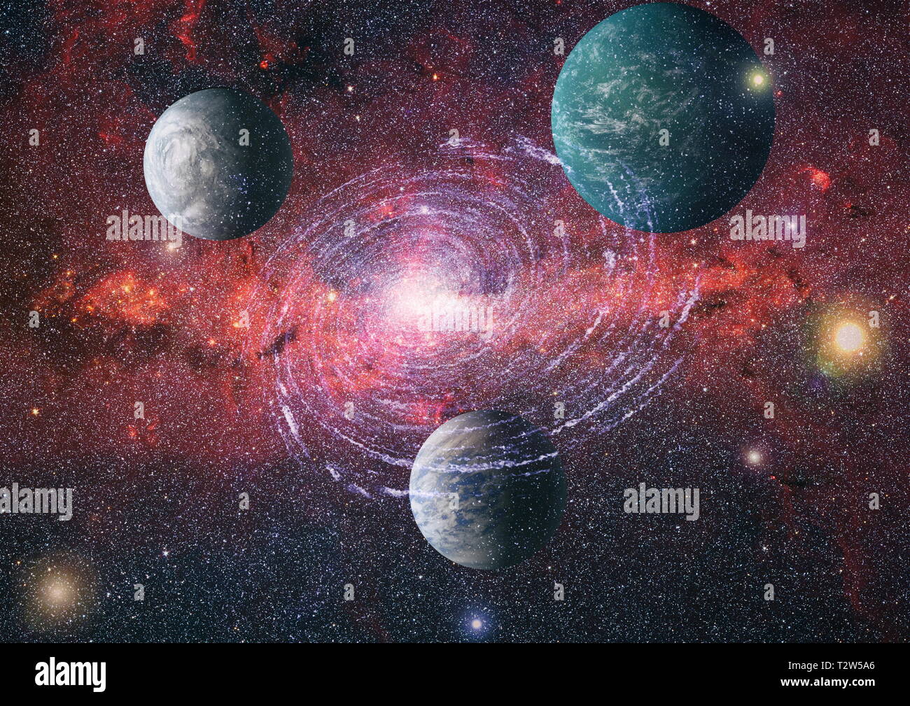 planets, stars and galaxies in outer space showing the beauty of space ...