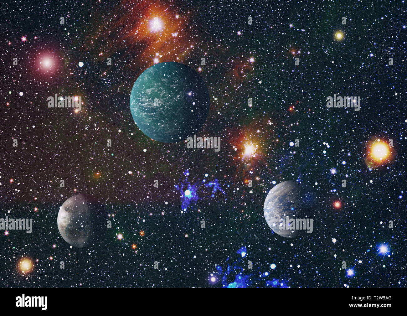 planets, stars and galaxies in outer space showing the beauty of space ...
