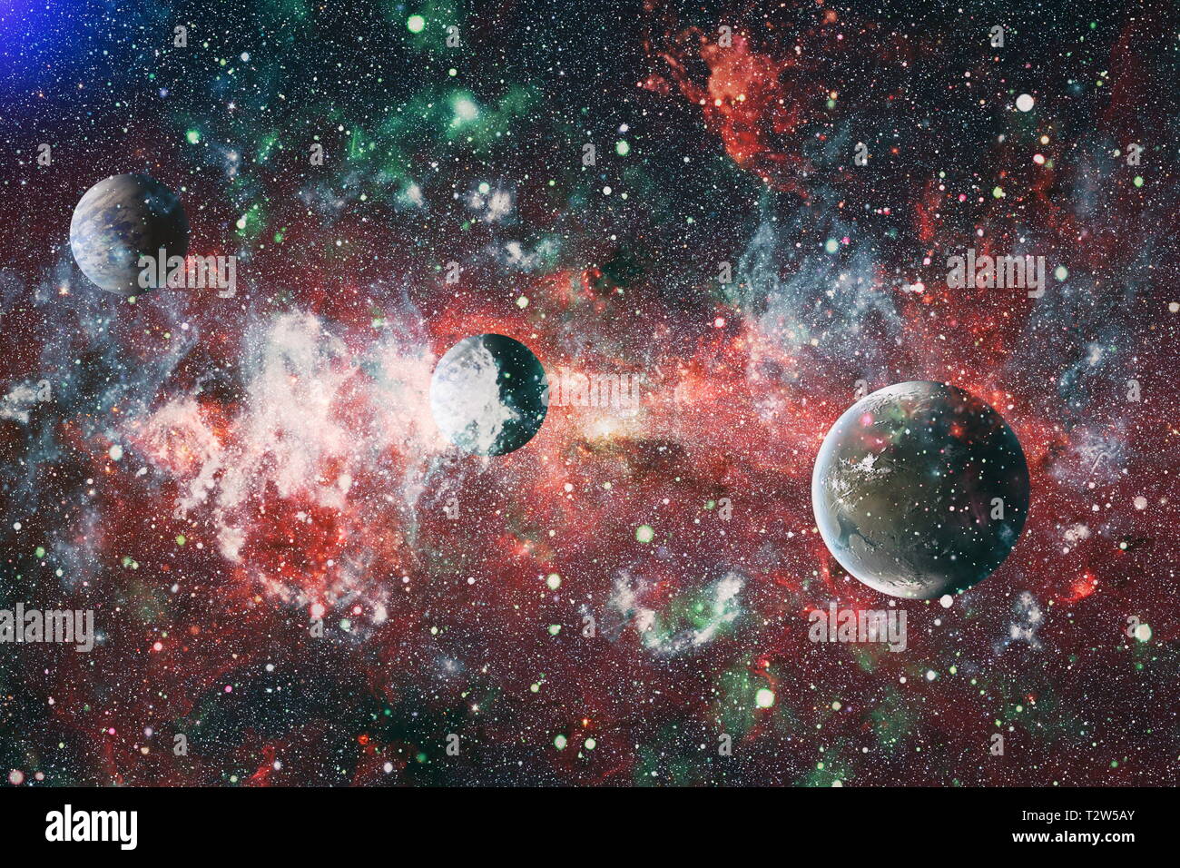 planets, stars and galaxies in outer space showing the beauty of space ...
