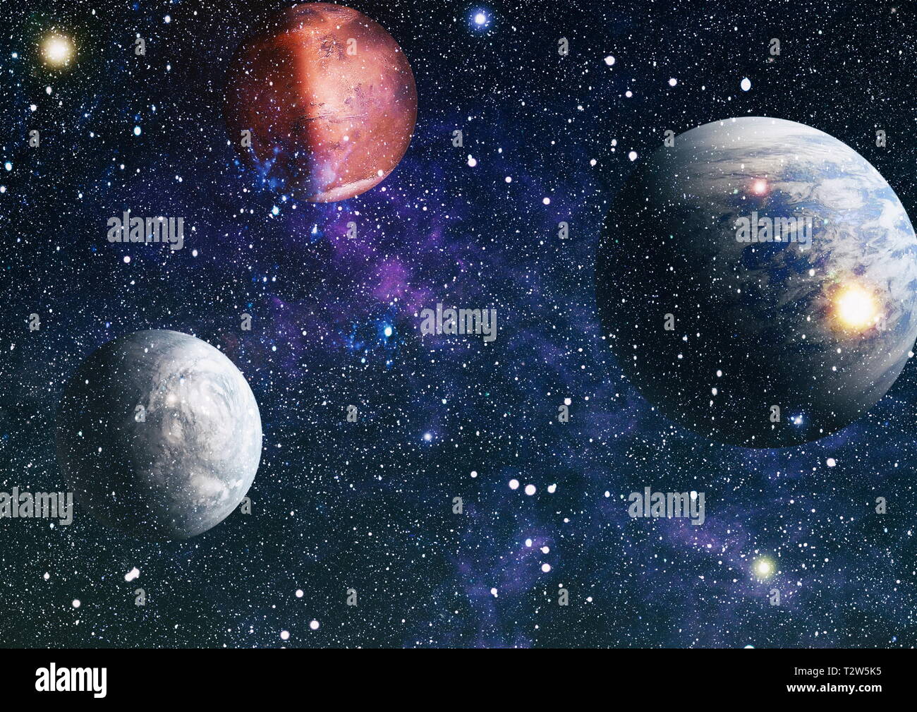 planets, stars and galaxies in outer space showing the beauty of space ...