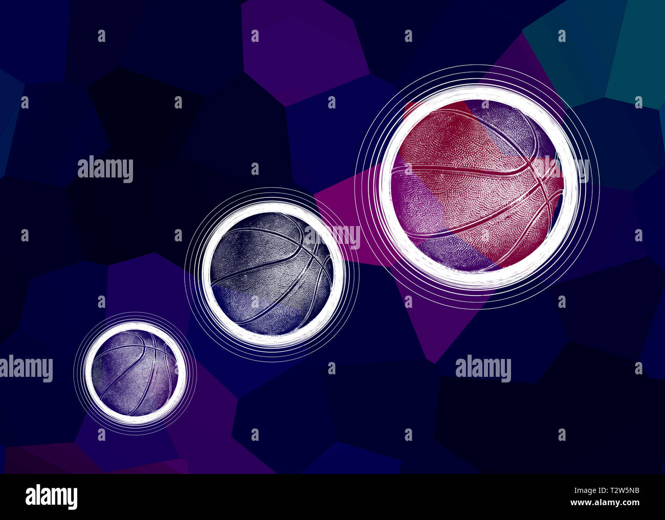Illustration of three basketballs on a color abstract background Stock ...