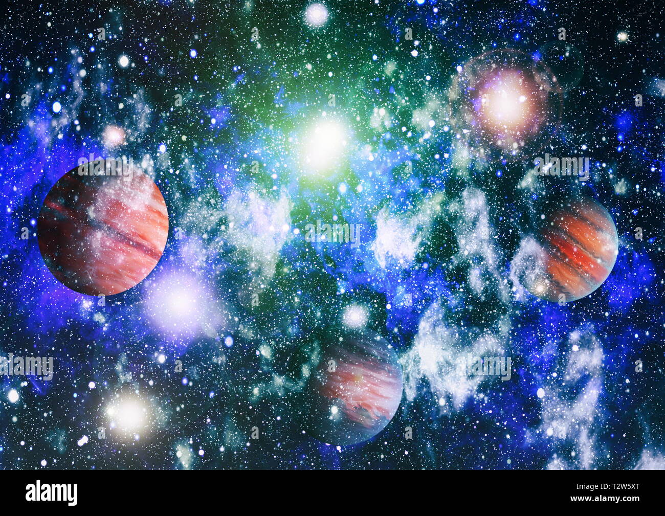 planets, stars and galaxies in outer space showing the beauty of space ...