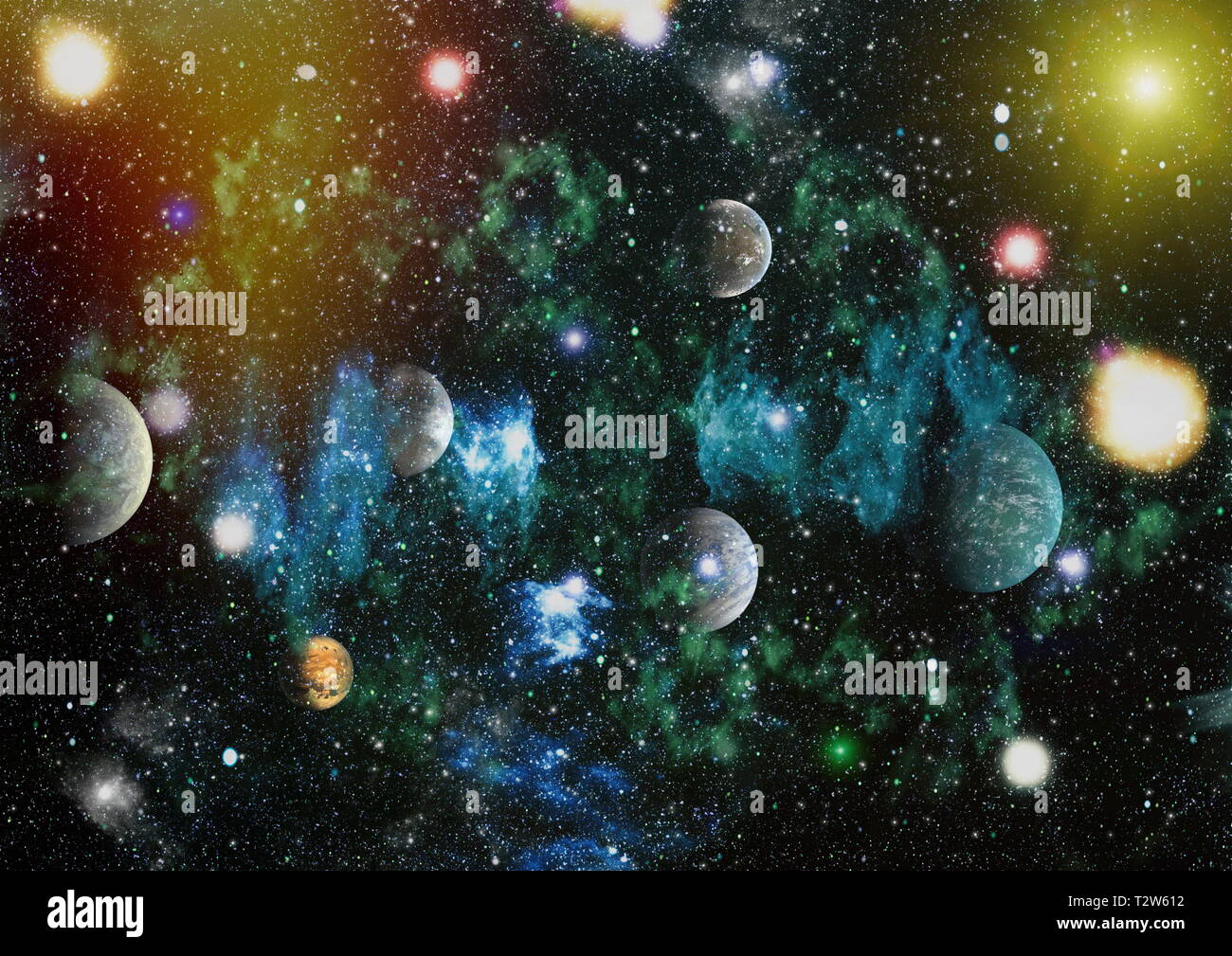 planets, stars and galaxies in outer space showing the beauty of space ...