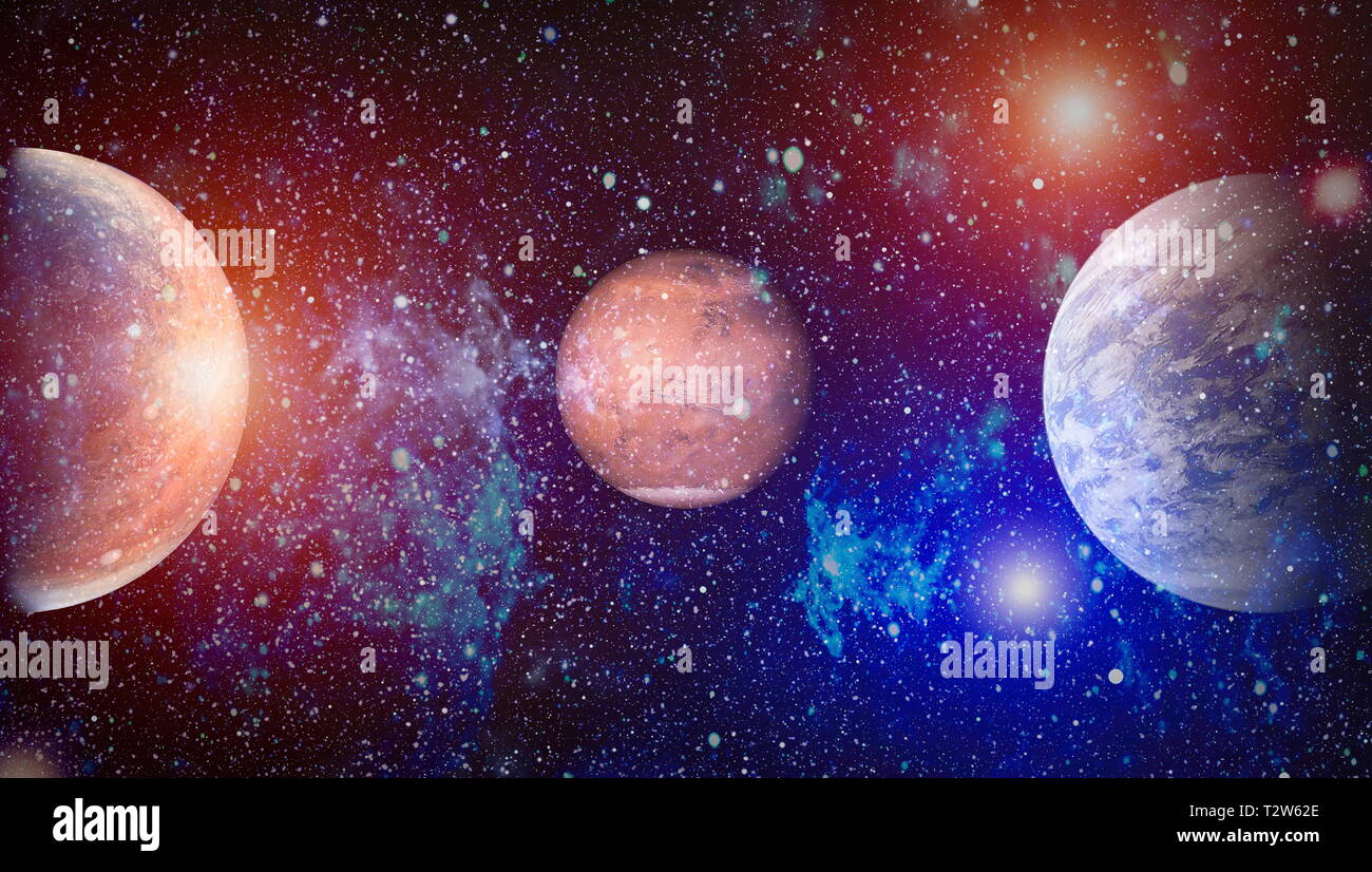 planets, stars and galaxies in outer space showing the beauty of space ...