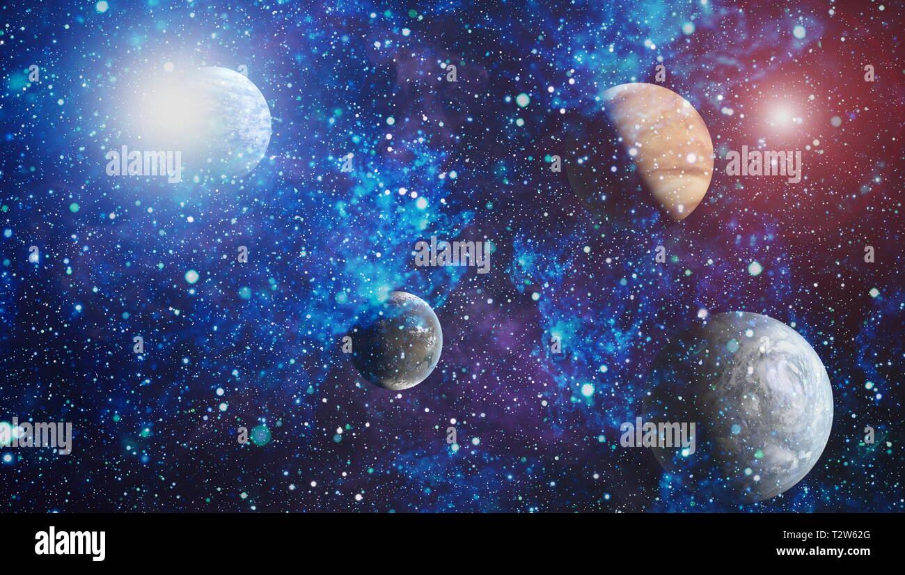 planets, stars and galaxies in outer space showing the beauty of space ...