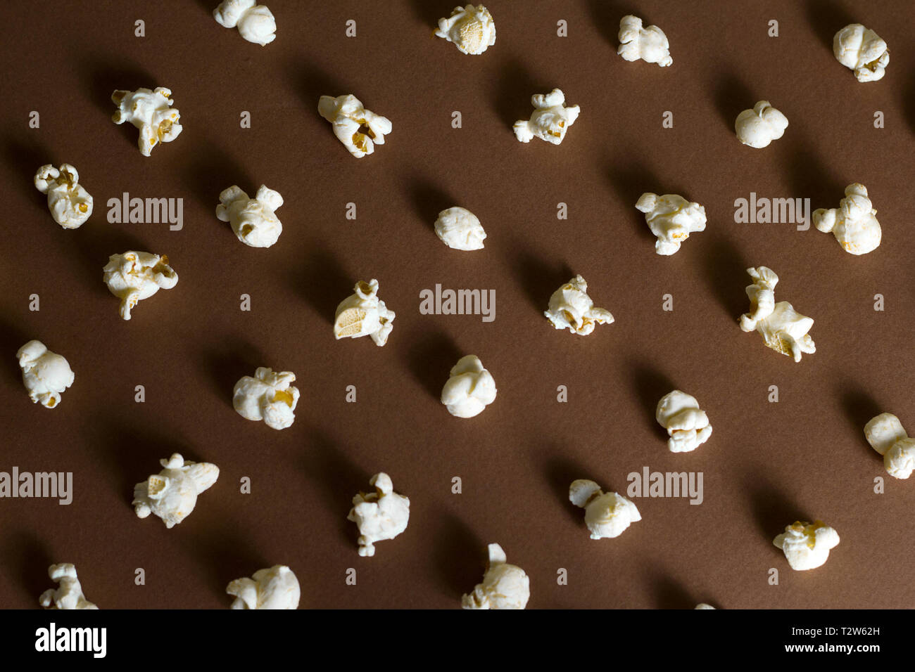 top view food fashion flat lay popcorn on a brown background Stock ...