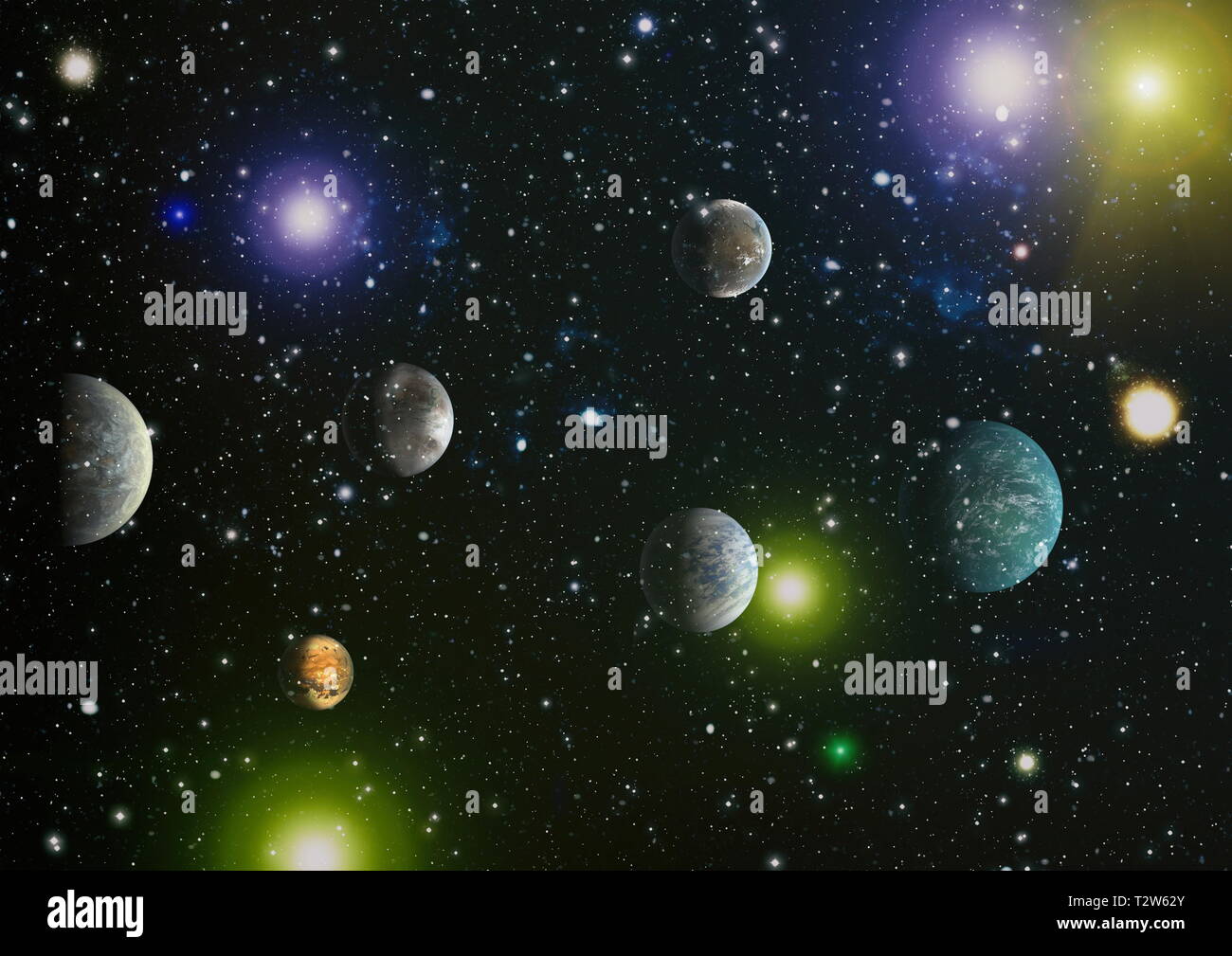 planets, stars and galaxies in outer space showing the beauty of space ...