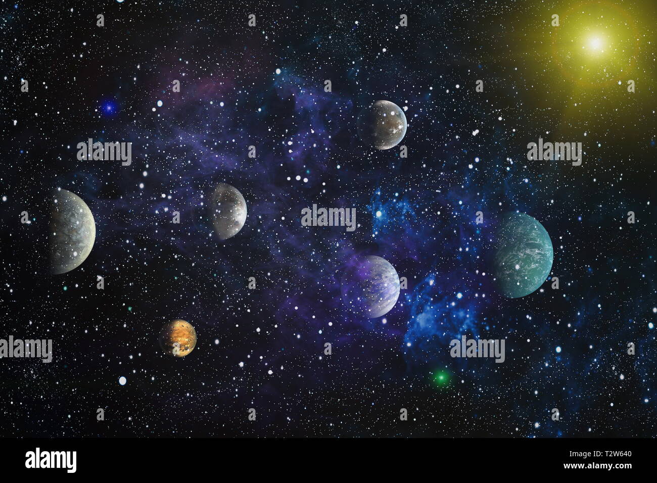 planets, stars and galaxies in outer space showing the beauty of space ...