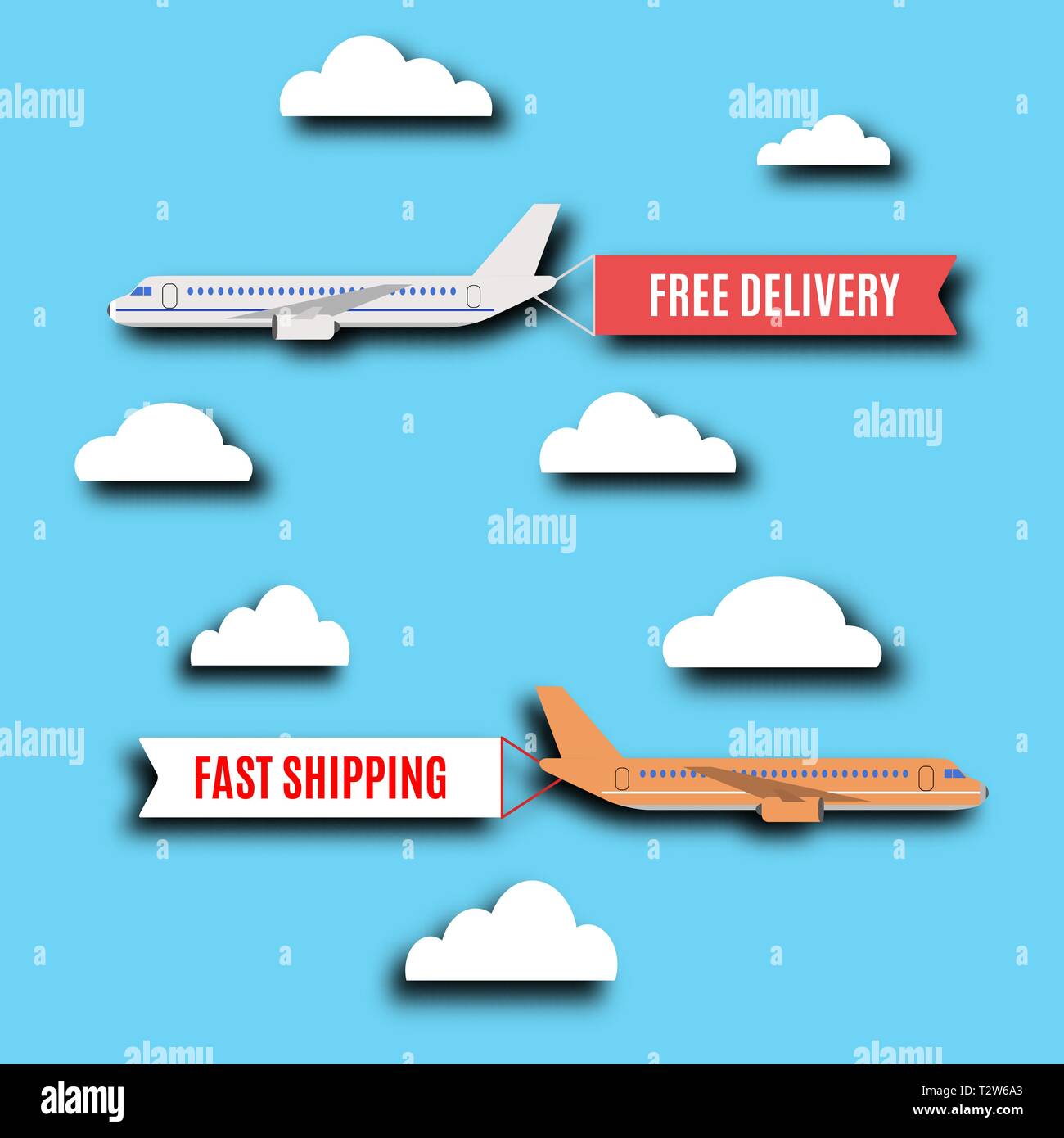 Flying advertising banners pulled by airplanes vector Stock Vector ...