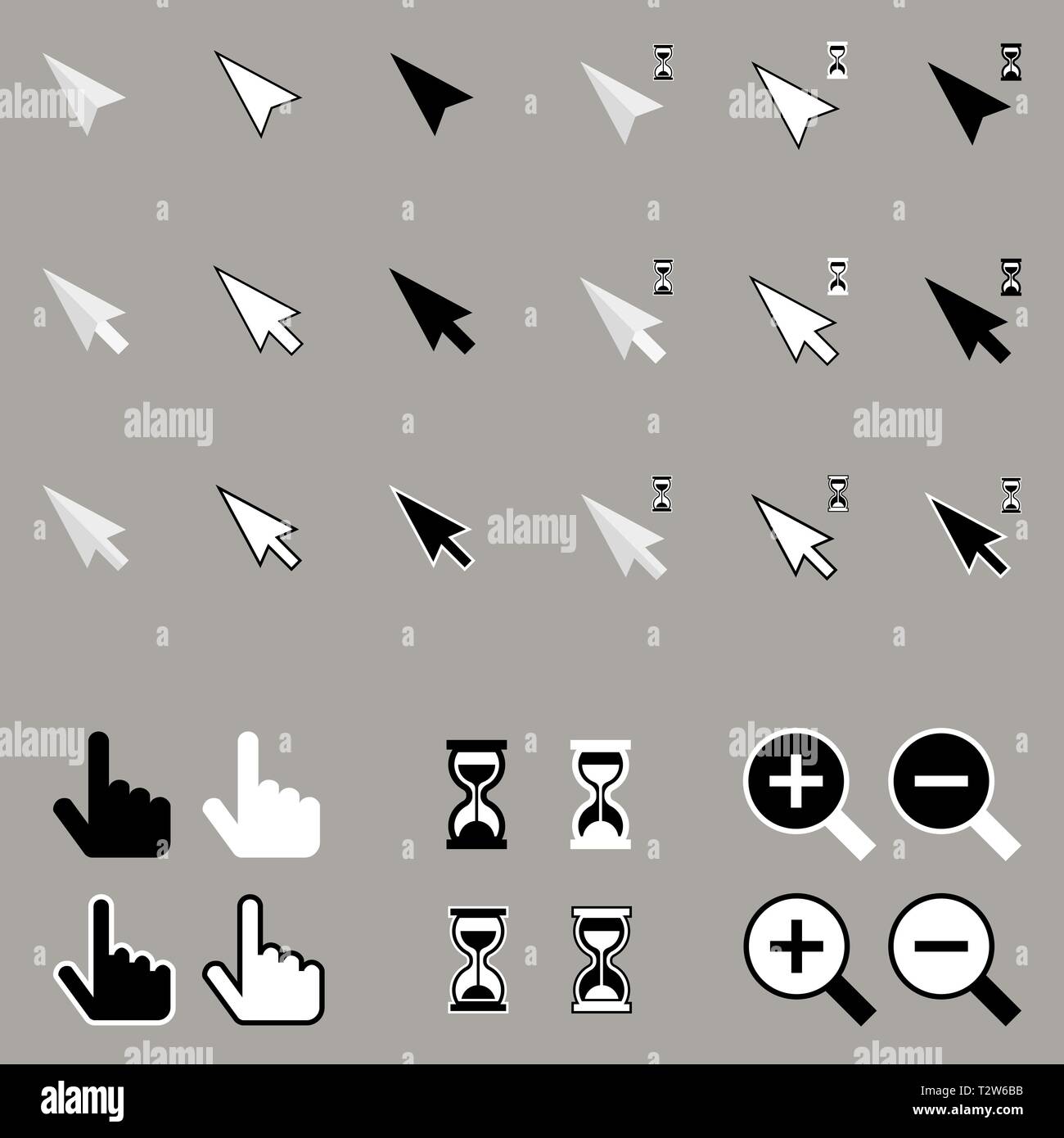cursor pointer sets black and white vector illustration Stock Vector ...