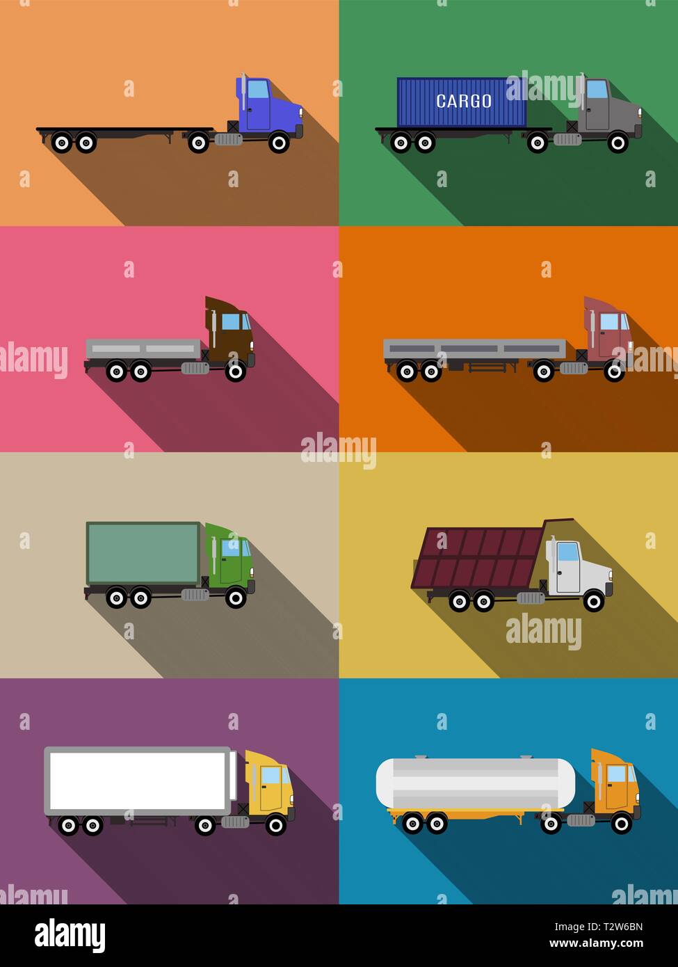 flat commercial vehicles set transportation concept illustration Stock ...