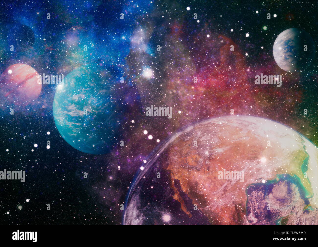 Cosmic clouds of mist on bright colorful backgrounds. Elements of this ...