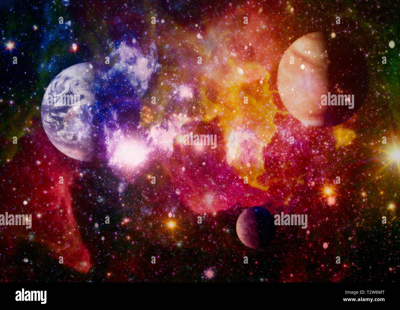 Cosmic clouds of mist on bright colorful backgrounds. Elements of this ...
