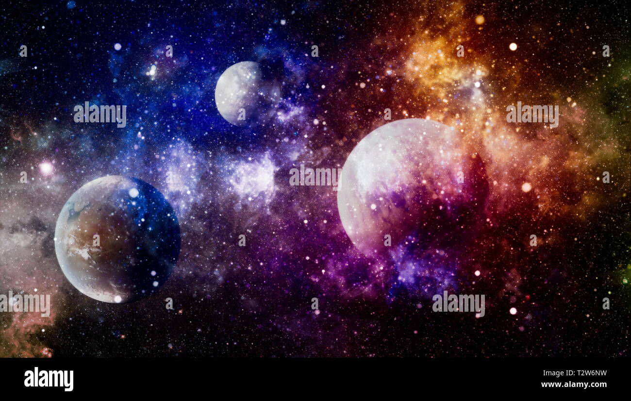 Deep space art. Galaxies, nebulas and stars in universe. Elements of ...