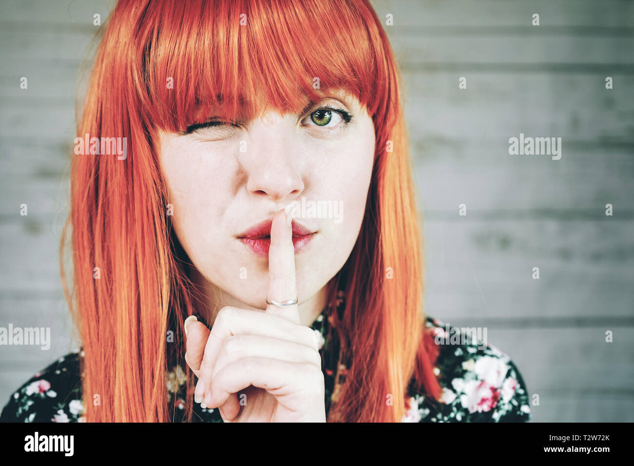 Pretty young woman doing silence hi-res stock photography and images ...