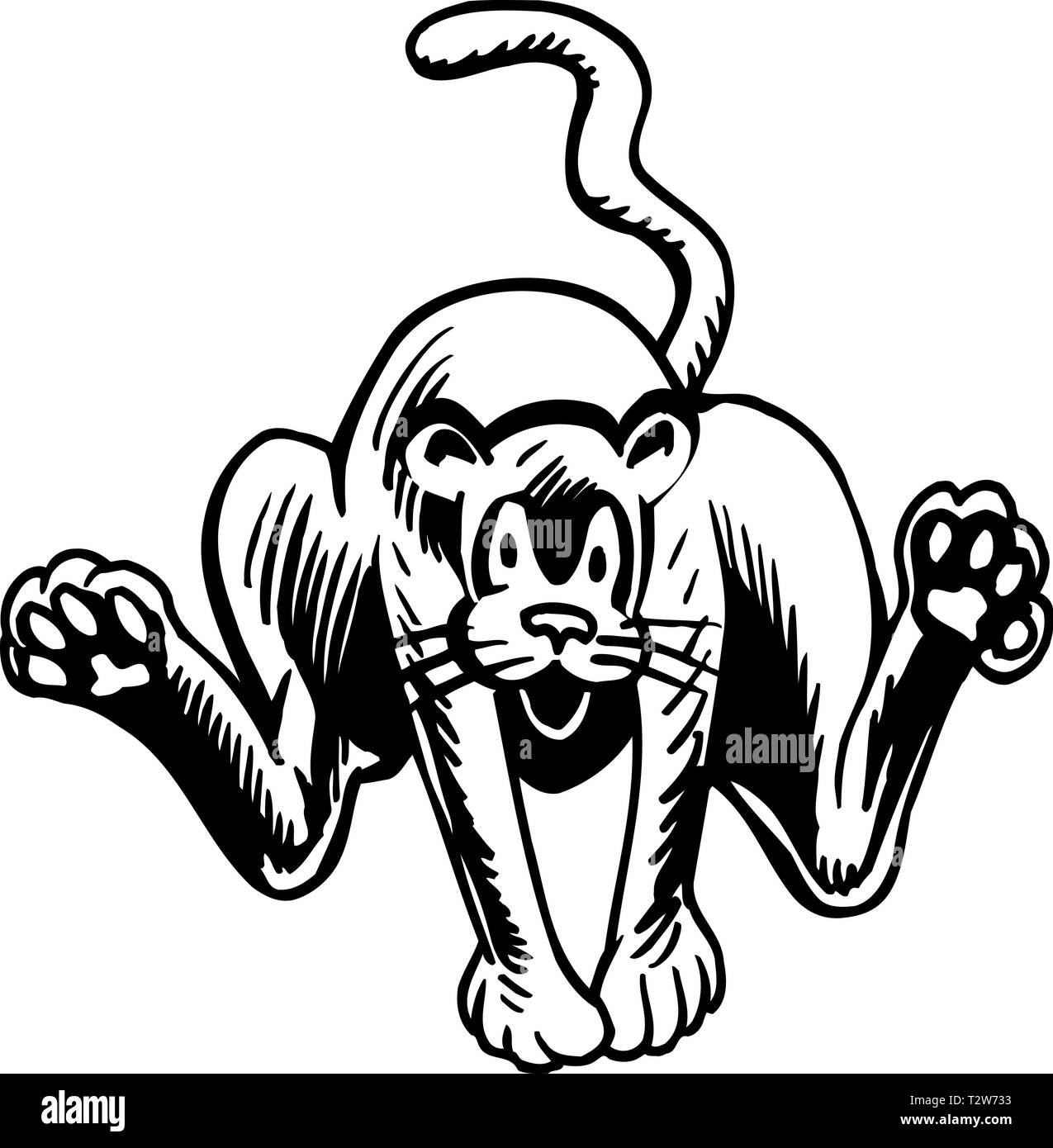 Leaping Cat Mascot Cartoon Vector Illustration Stock Vector Image & Art ...