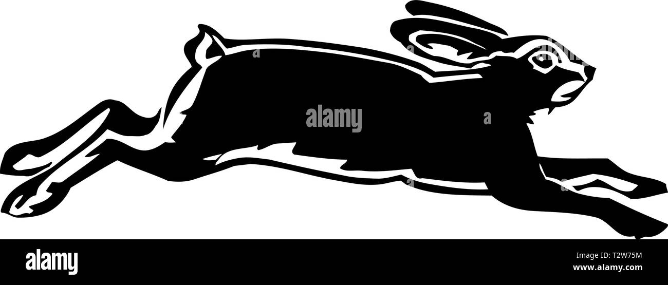 Rabbit illustration Black and White Stock Photos & Images - Alamy