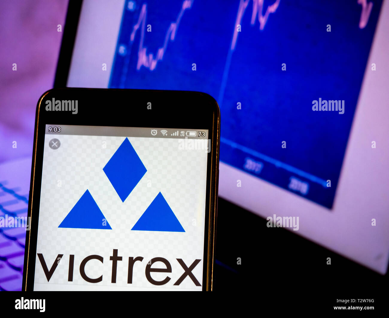 In this photo illustration a Victrex plc logo seen displayed on a smart ...