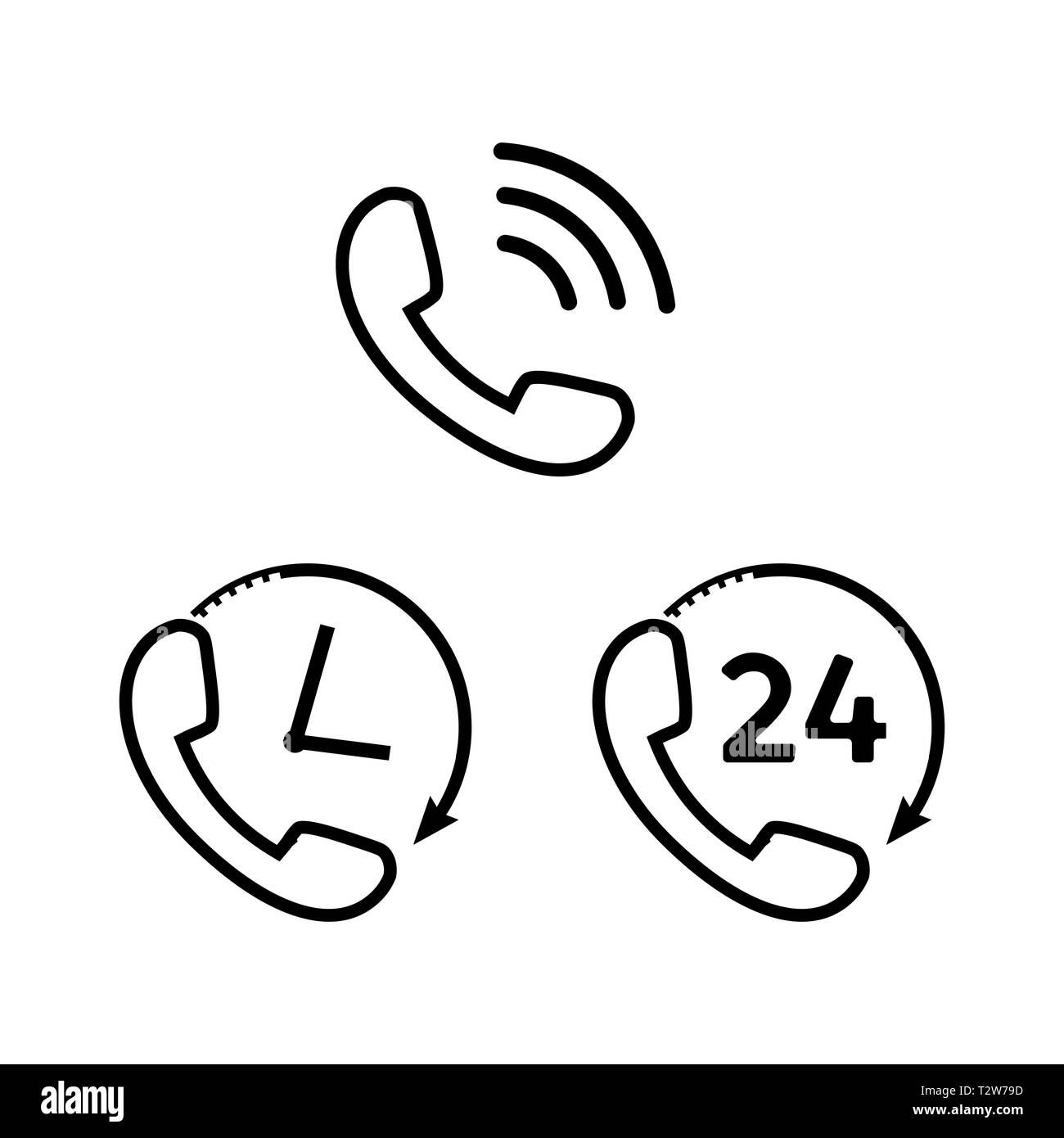 Phone icon line set. Black phone symbols in flat style. Ringing phone ...