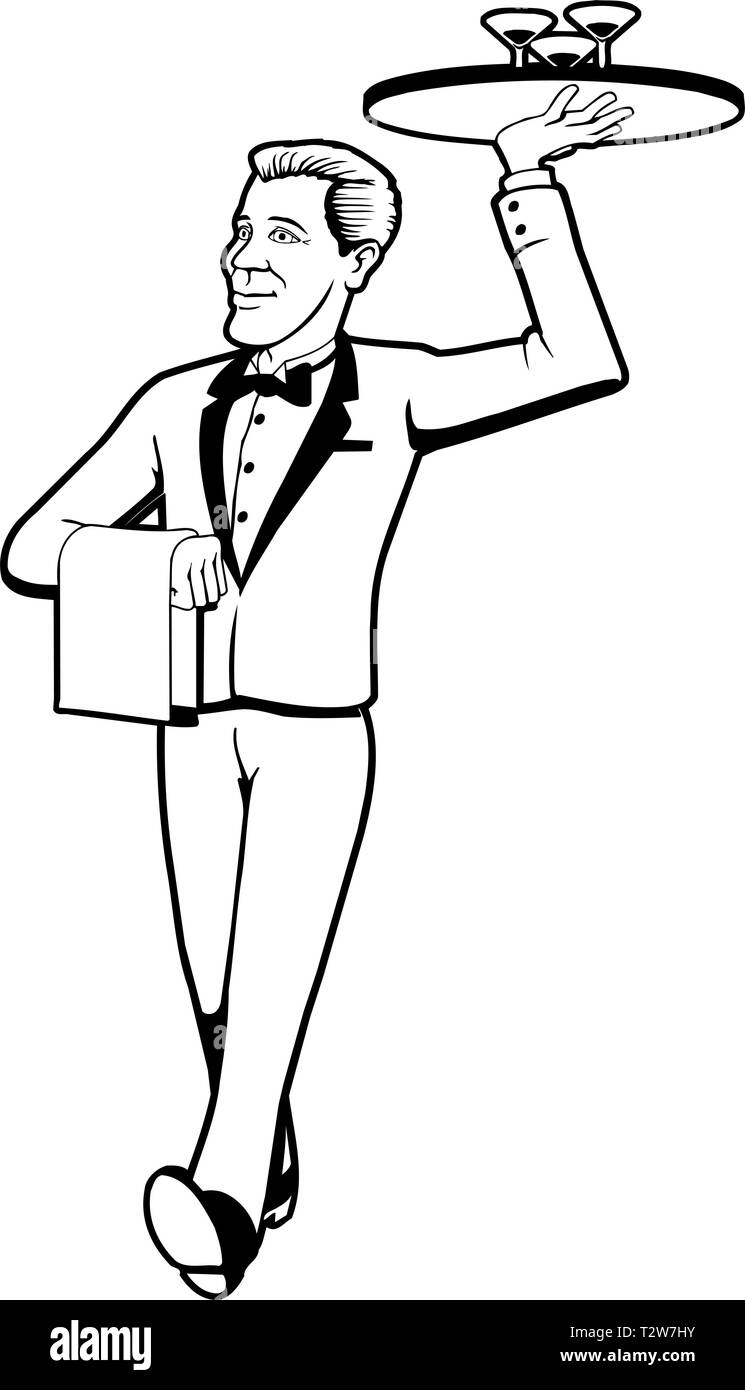 Waiter Vector Illustration Stock Vector Image & Art - Alamy